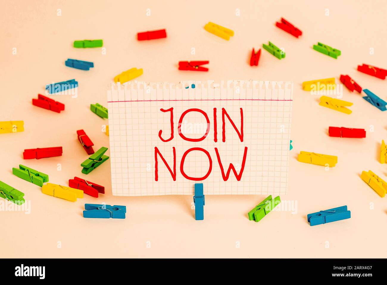 Writing note showing Join Now. Business concept for An invite to a ...