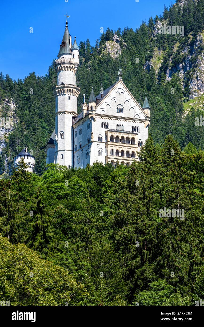 Neuschwanstein Castle near Fussen, Bavaria, Germany. It is a famous ...