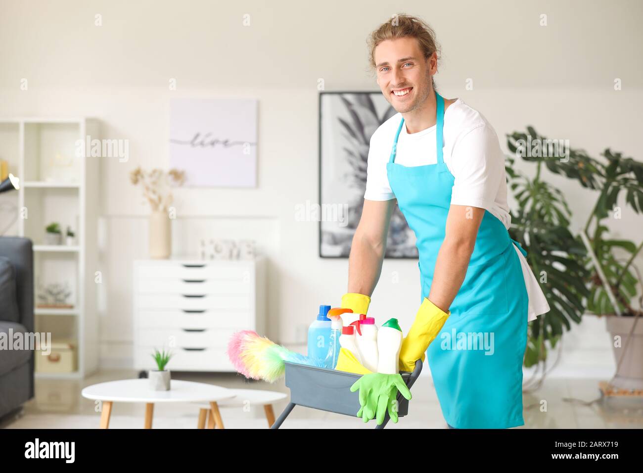 Male janitor cleaning supplies hi-res stock photography and images - Alamy