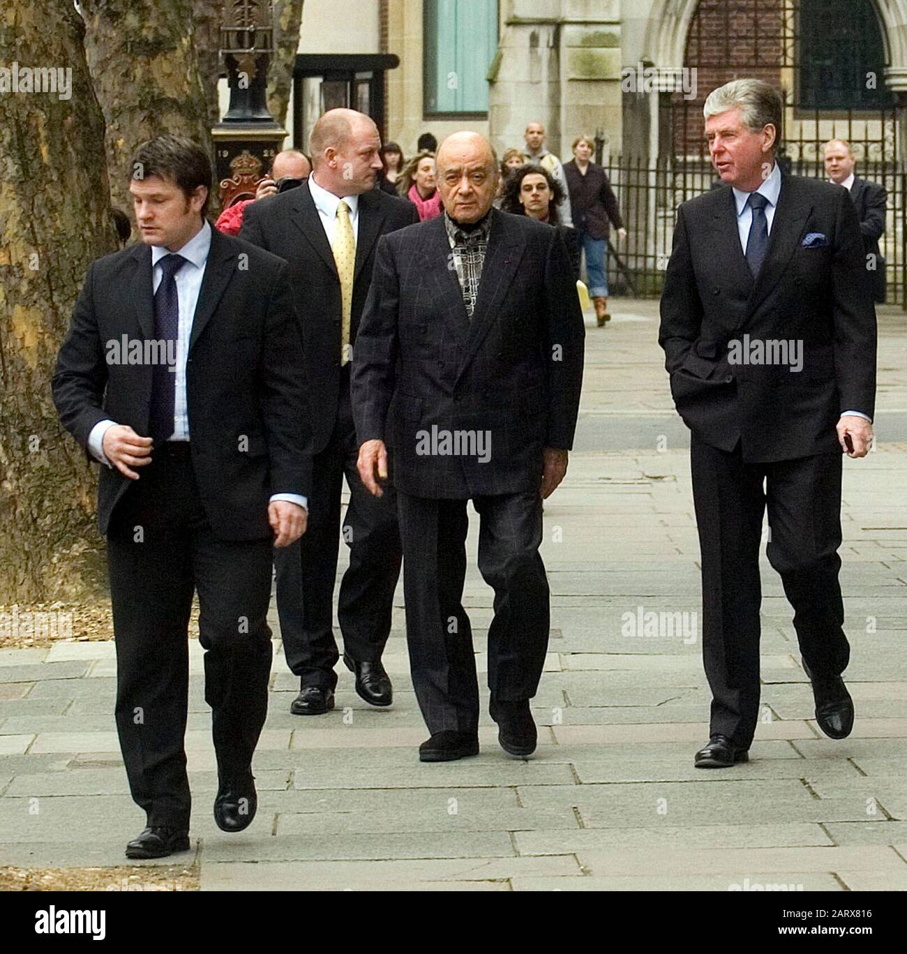 Mohamed Al Fayed arriving at the High Court, London in February 2007 to ...