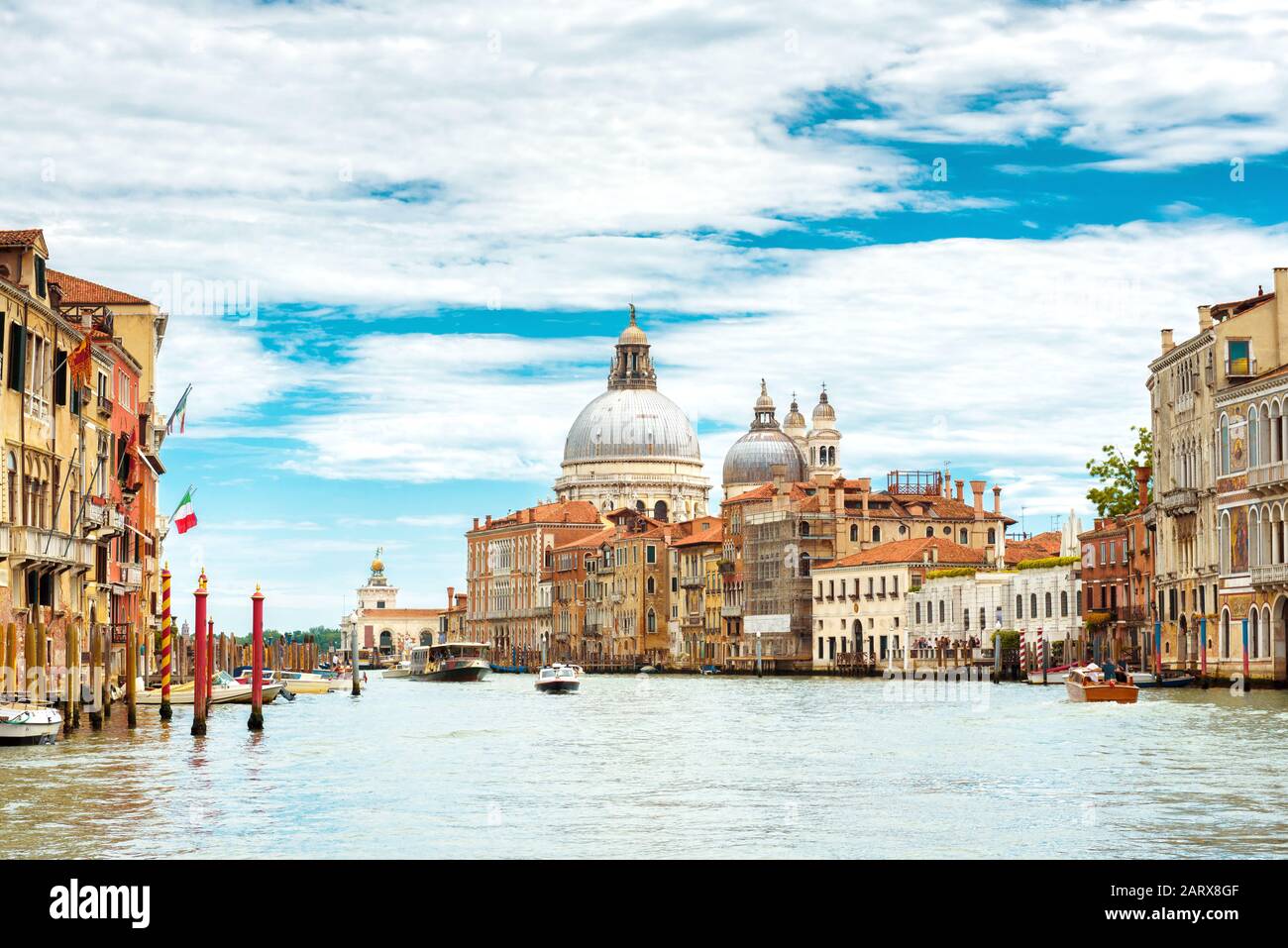 Venice, Italy. Scenic panoramic view of the Grand Canal with Basilica ...