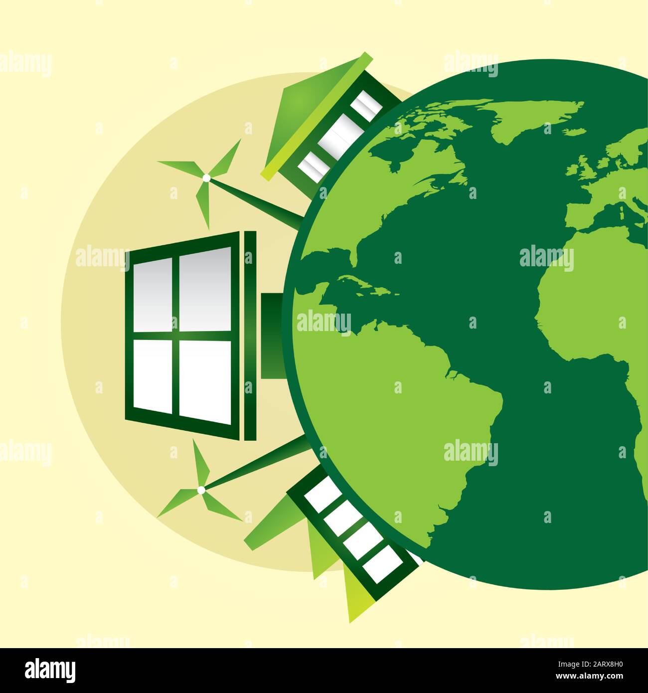 eco friendly poster with earth planet and panel solar Stock Vector ...