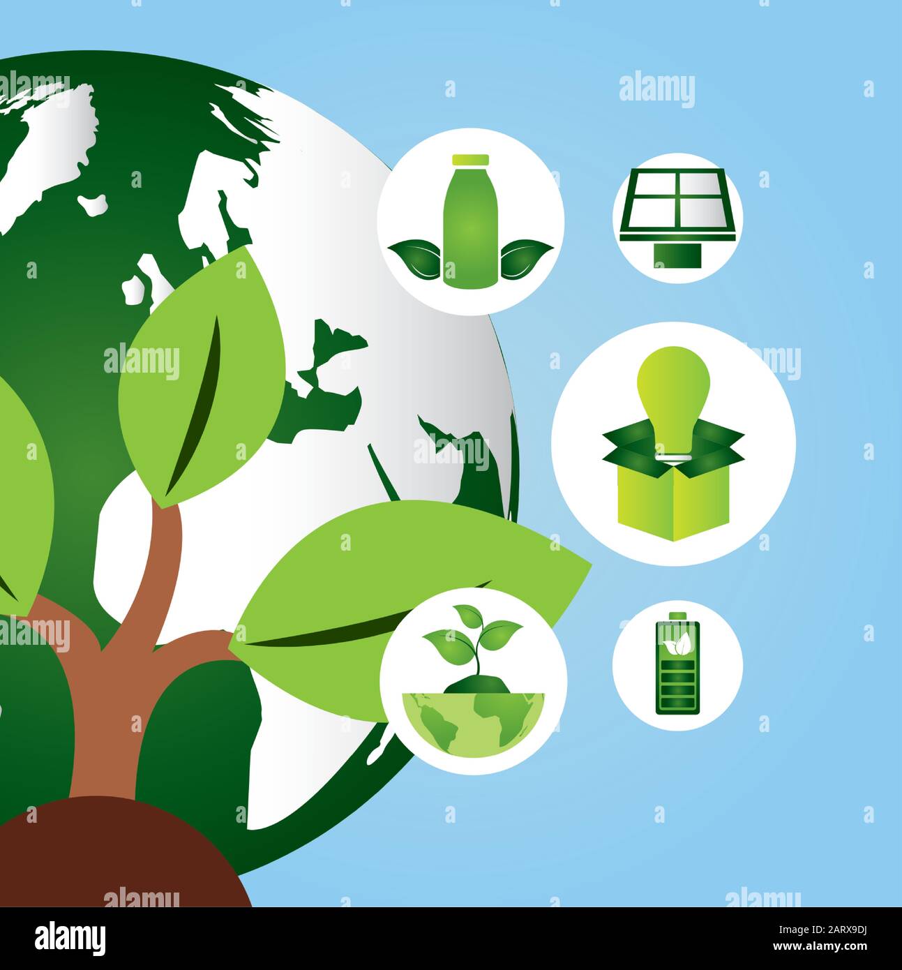 eco friendly poster with earth planet and set icons Stock Vector Image ...