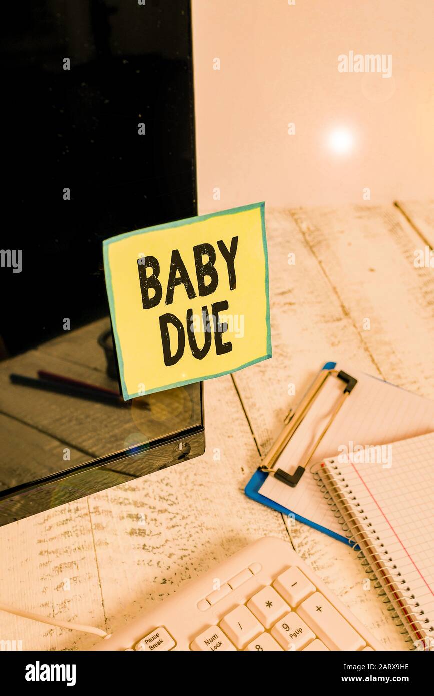 Text sign showing Baby Due. Business photo showcasing about to born ...