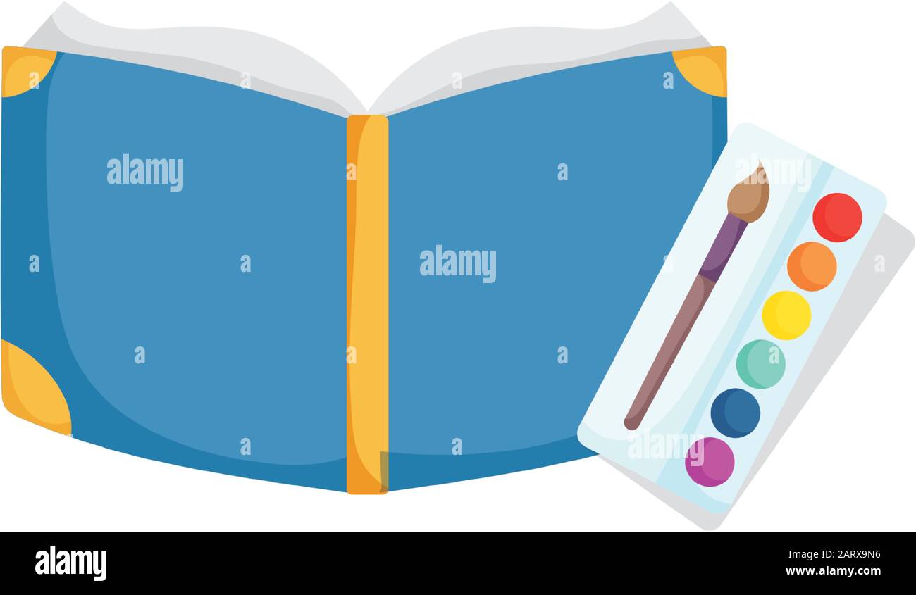 back to school education open book and palette color brush art vector ...