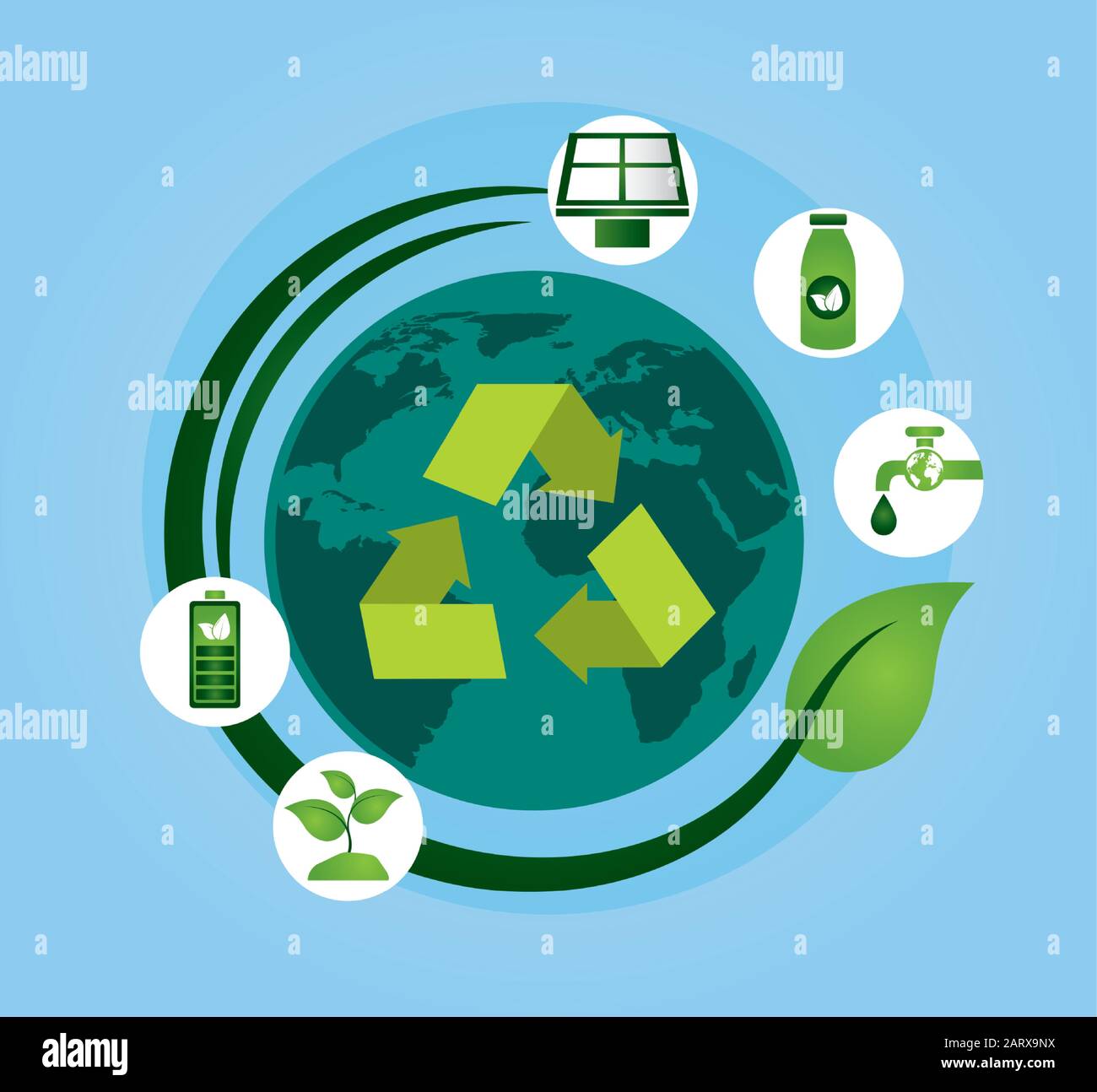 eco friendly poster with earth planet and set icons Stock Vector Image ...