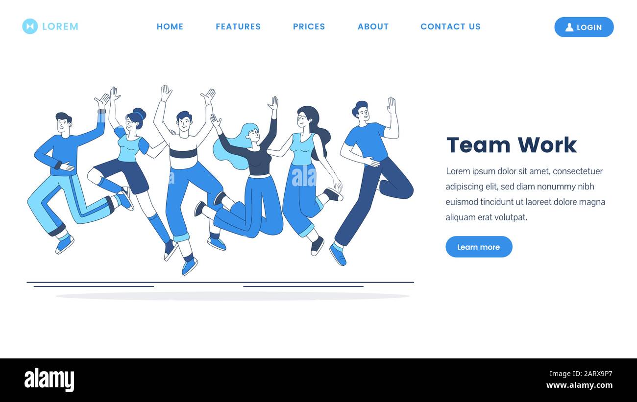 Teamwork landing page vector template. Team building courses website ...