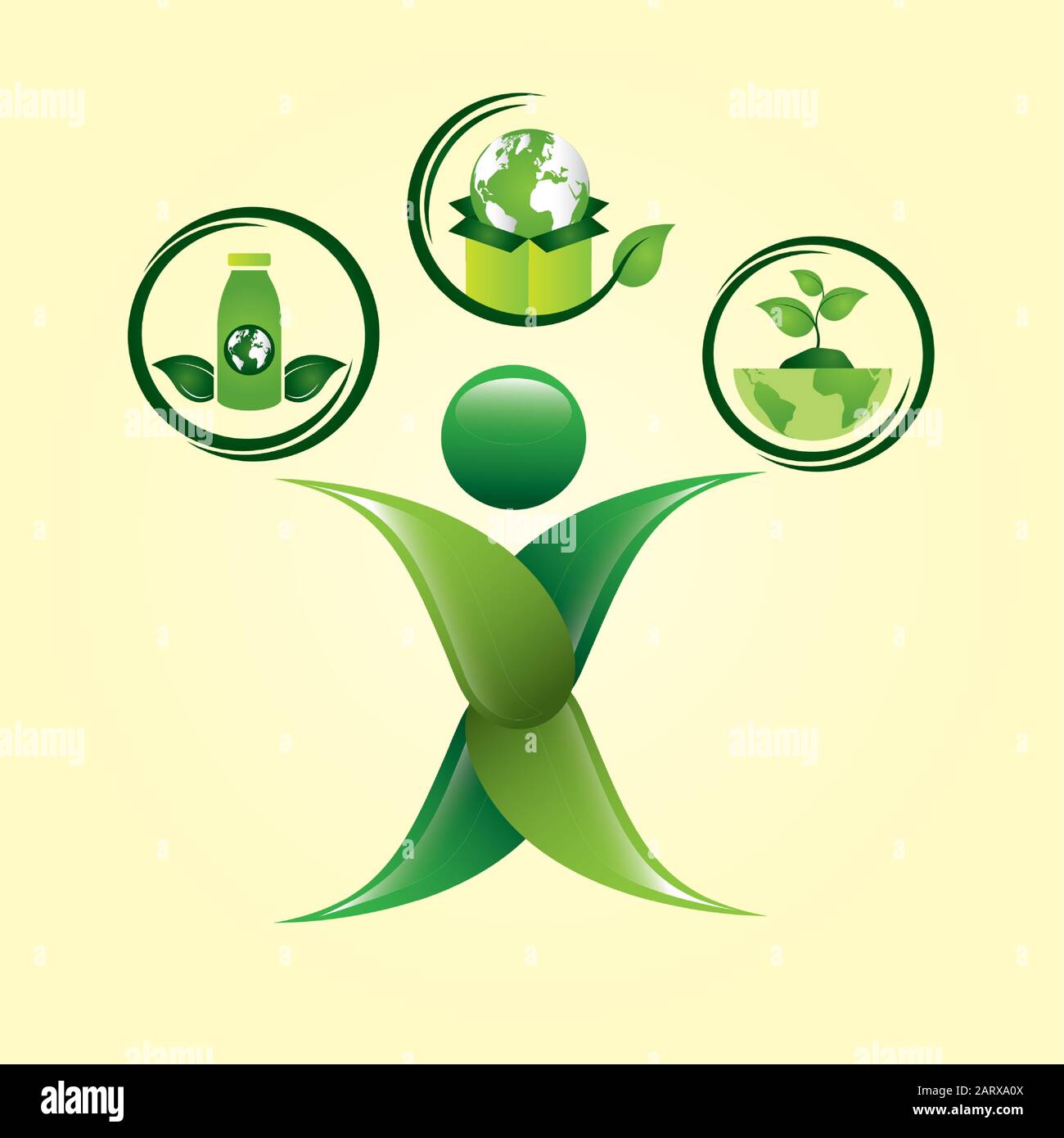 eco friendly poster with human figure and set icons Stock Vector Image ...