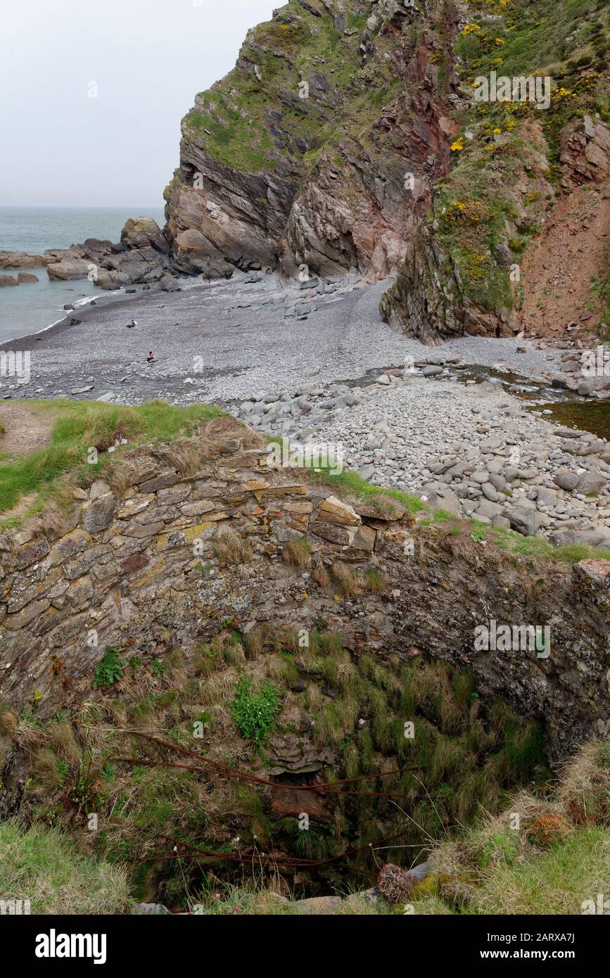 Lime Kiln with Beach & Cliffs at Highveer Point, Heddon's Mouth, Exmoor ...