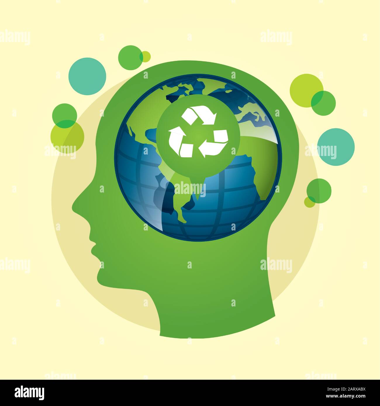 eco friendly poster with earth planet and human profile Stock Vector ...