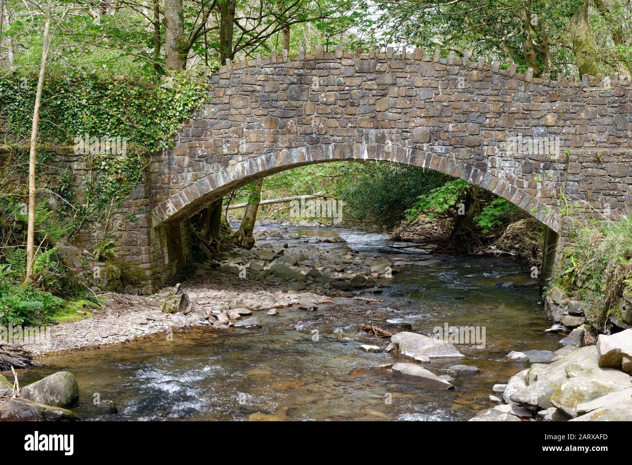 Stone Bridge over River Heddon at Heddon's Mouth Cleave, North Devon ...