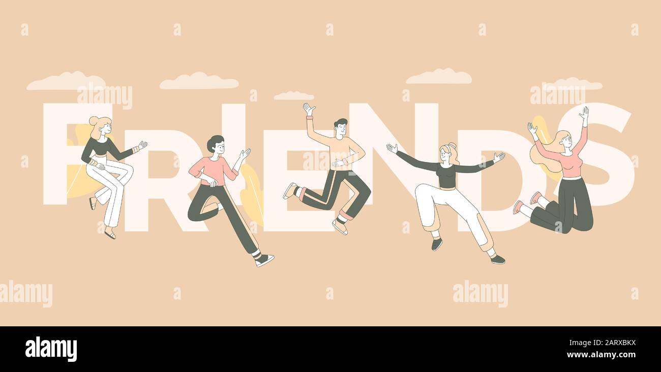 Friends word concept banner template. Togetherness and community ...