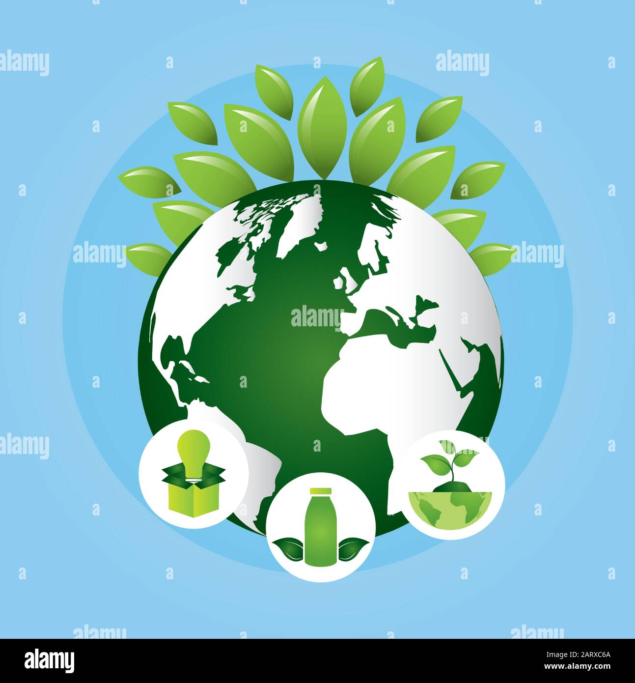 eco friendly poster with earth planet and leafs plant Stock Vector ...