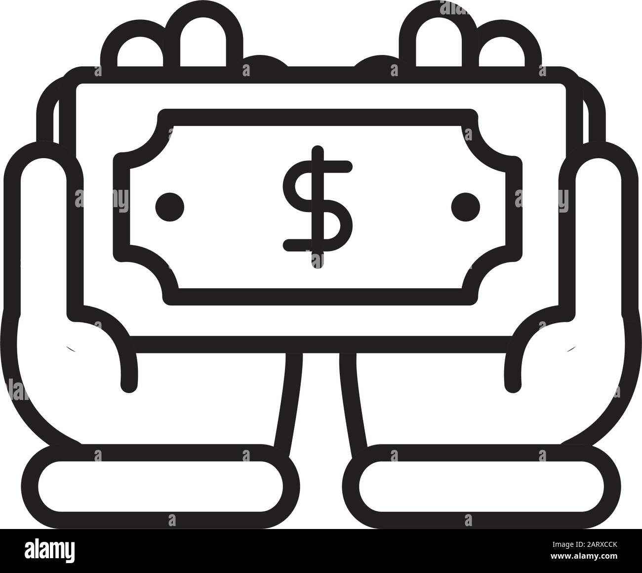 hands with banknote business cash money line design vector illustration ...