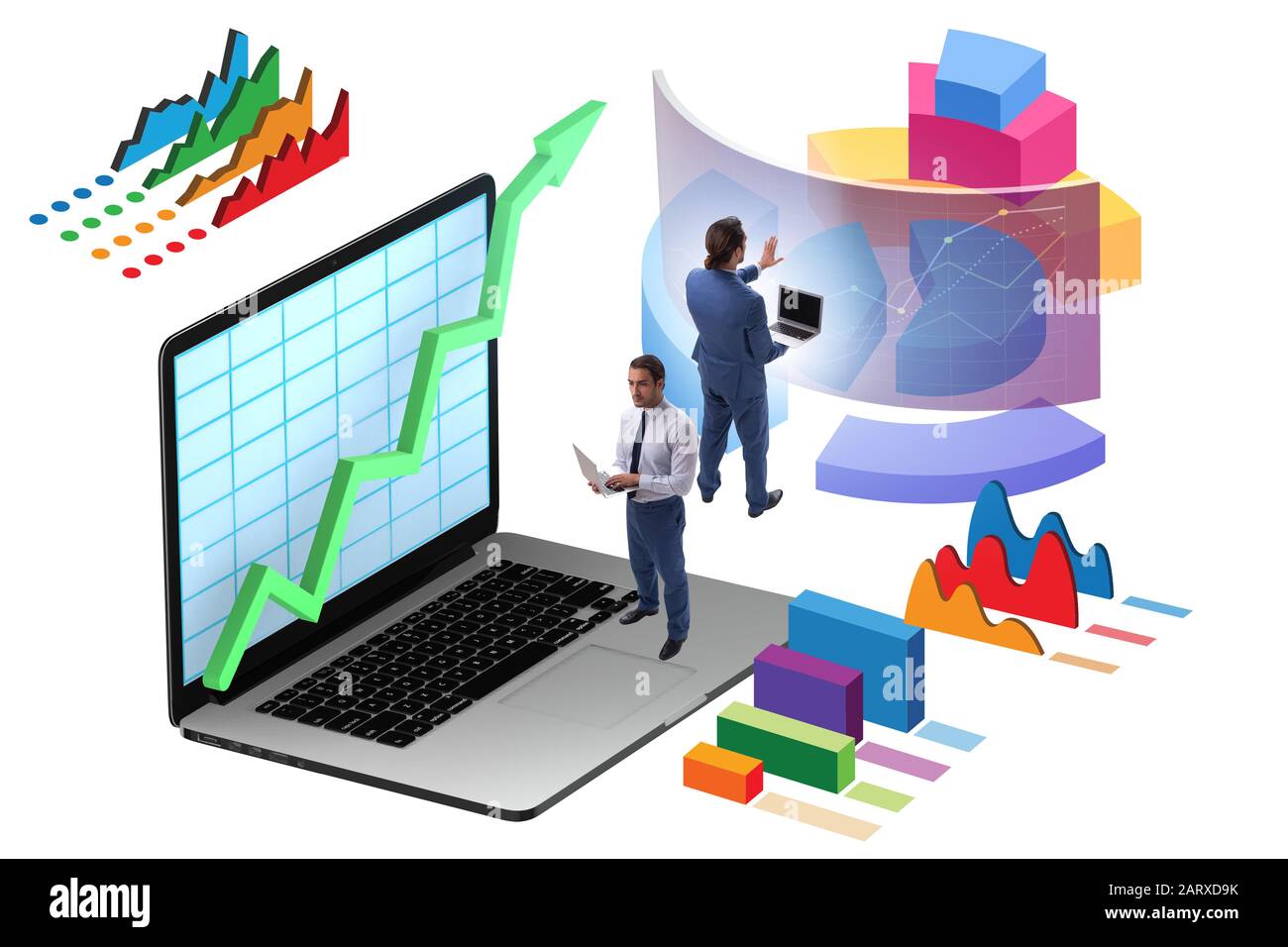 The trader working in technical visualization environment Stock Photo ...
