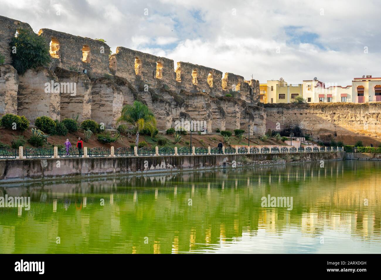 Meknes, Morocco - Exterior walls of the Royal stables ruins Stock Photo ...