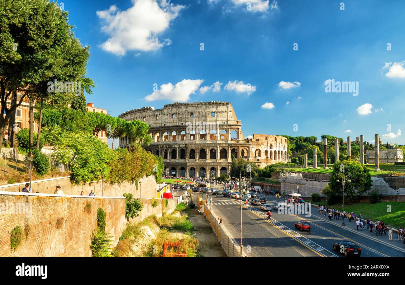 ROME - OCTOBER 4, 2012: Colosseum view. The Colosseum (Coliseum) is a ...