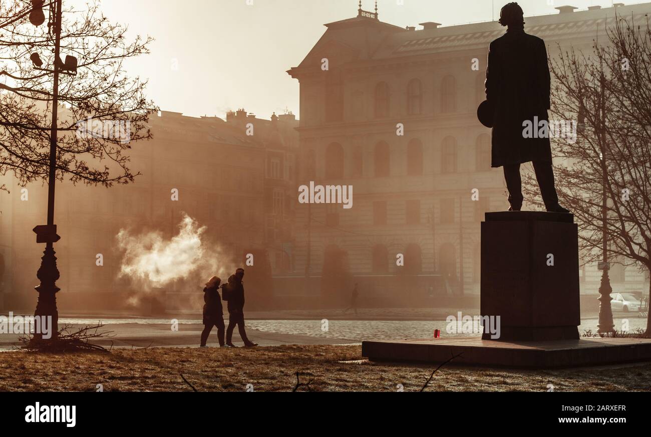 Prague, Czech Republic, January 29 2020 - Antonín Dvorák Statue at ...