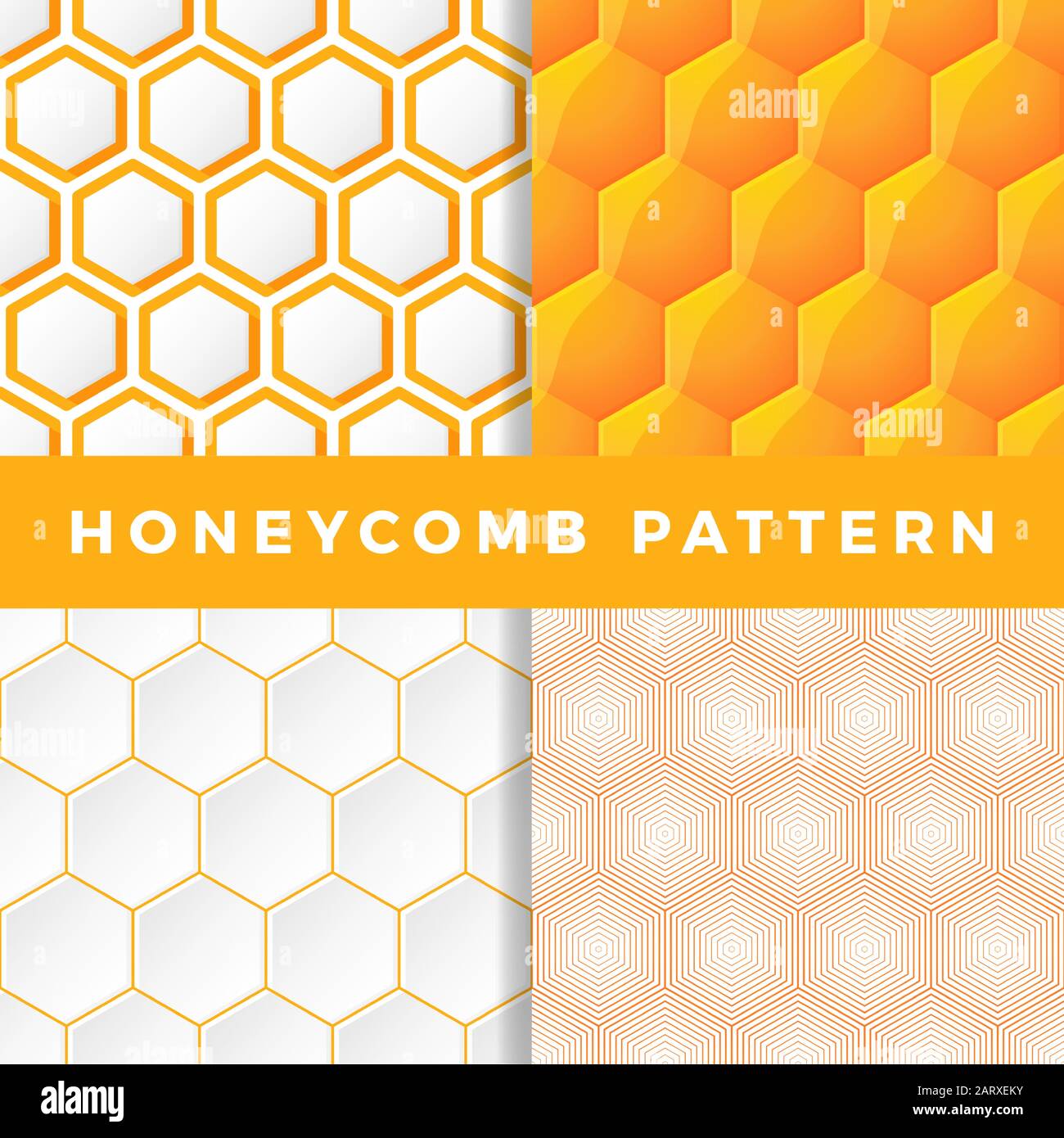 Honeycomb pattern set. Honeycomb vector seamless pattern. Outline hexagon Vector natural honey ...
