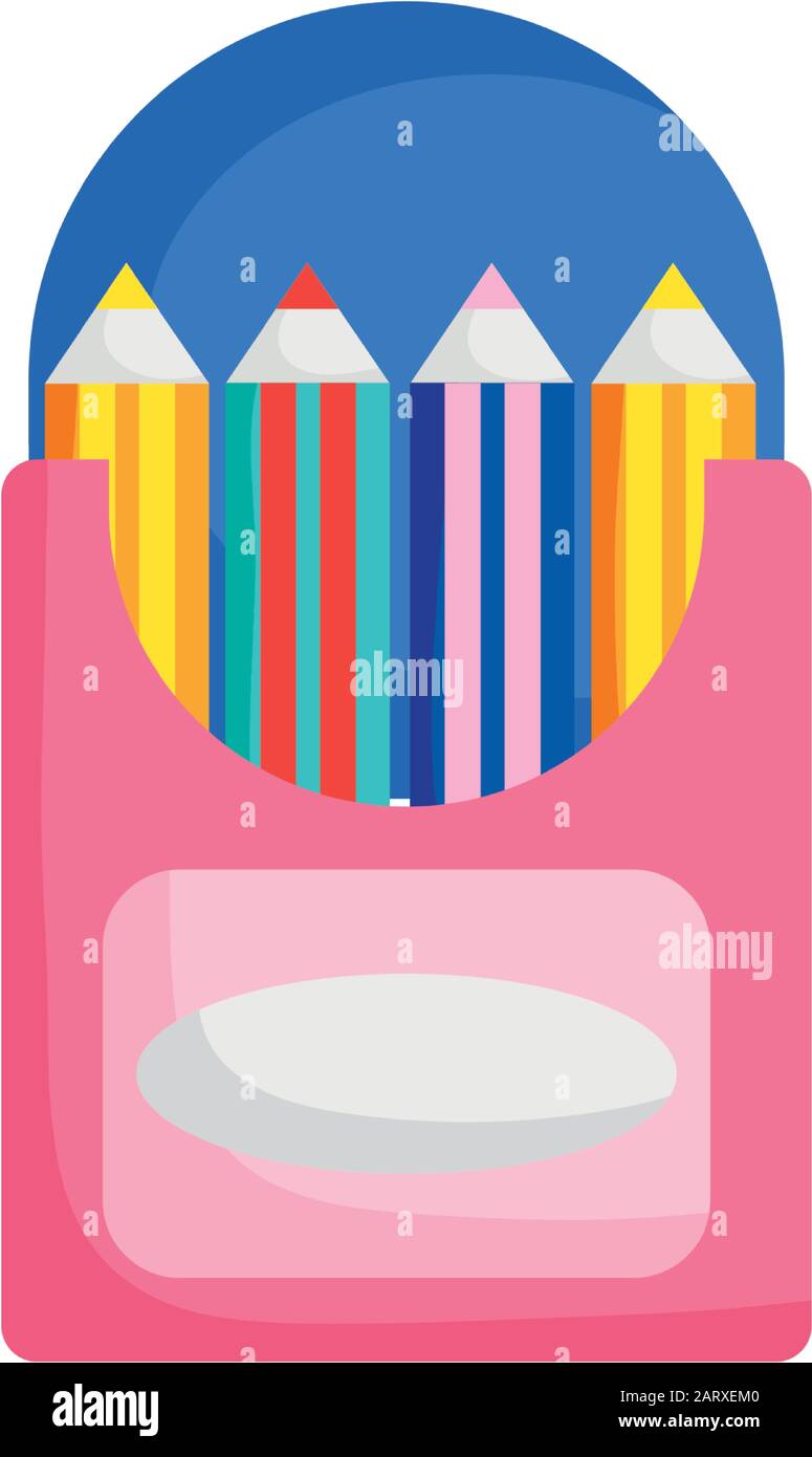 back to school education pencils color in box supply vector ...