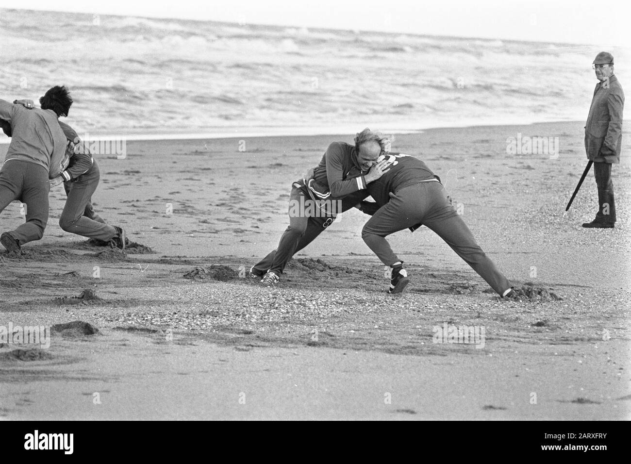 Training Ajax in Wassenaar; Ruud Geels (l) and Meyer during training ...