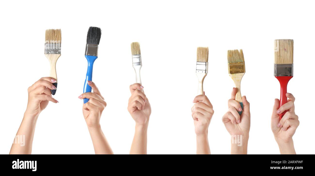 Female hands paint brushes hi-res stock photography and images - Alamy