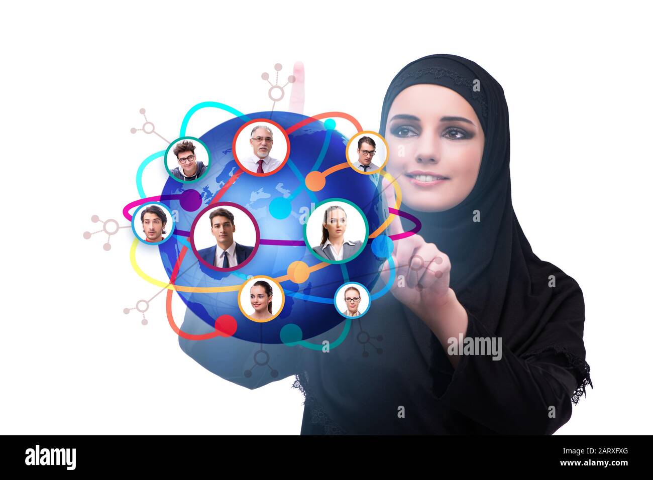 The social networking concept with muslim woman Stock Photo - Alamy