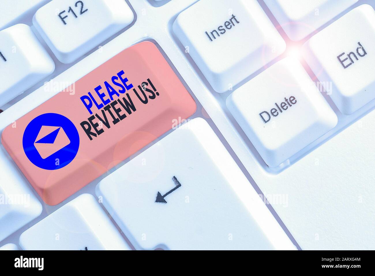 Text sign showing Please Review Us. Business photo text situation or ...