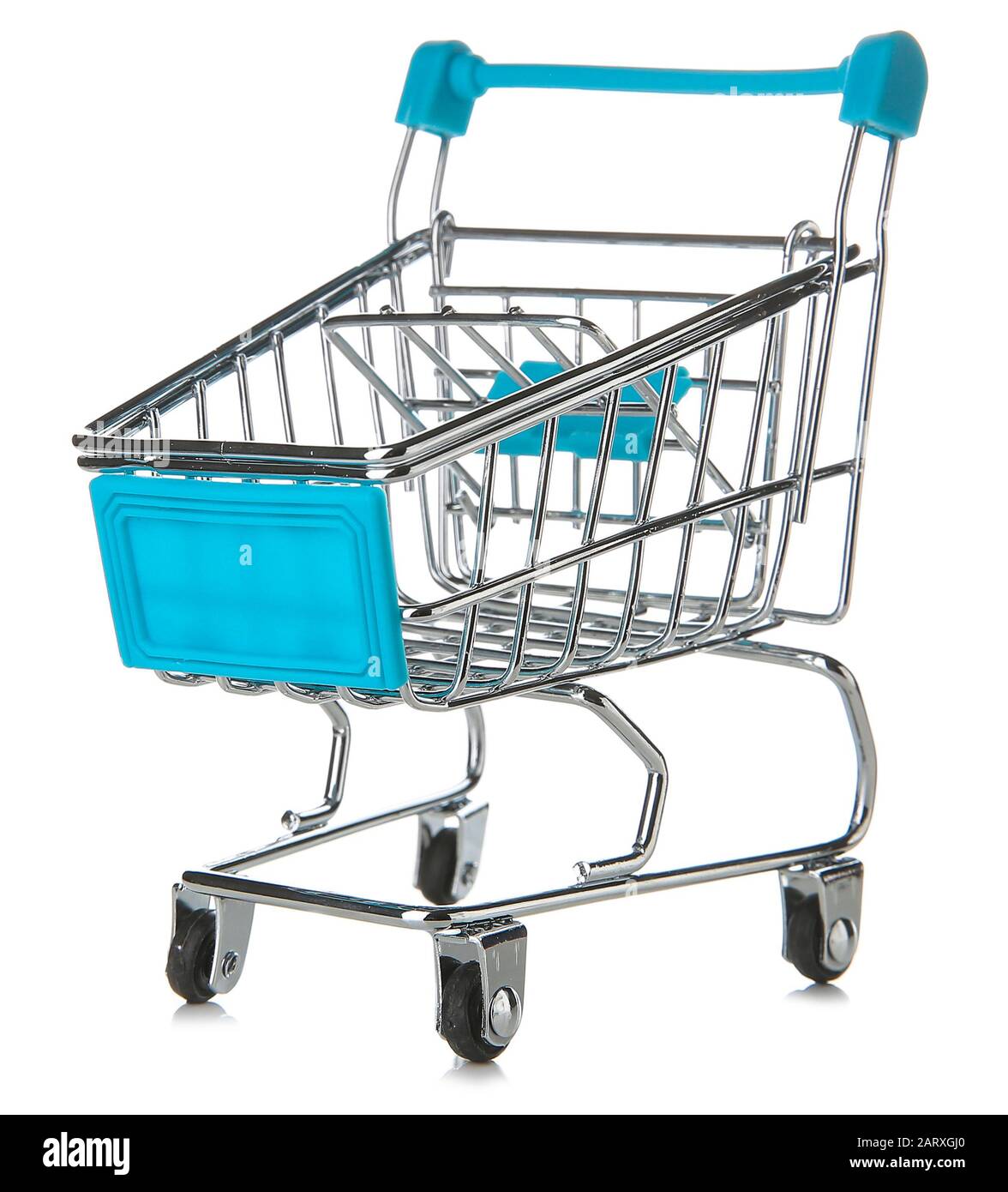 Empty small shopping cart on white background Stock Photo - Alamy