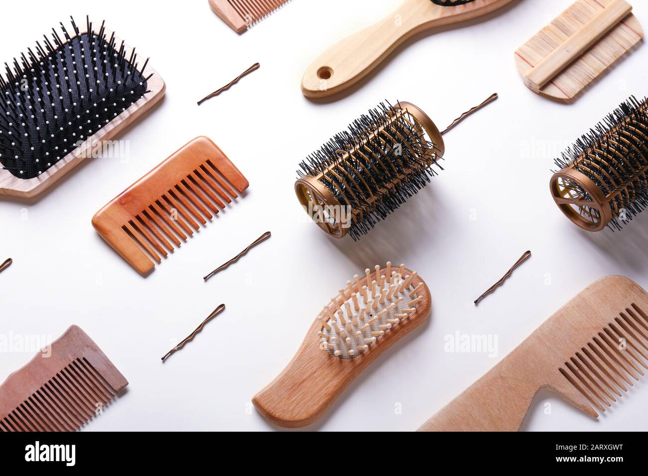 Set of hairdresser tools on white background Stock Photo - Alamy