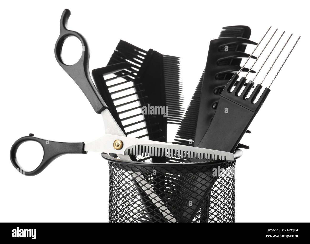 Professional hairdresser's set on white background Stock Photo - Alamy