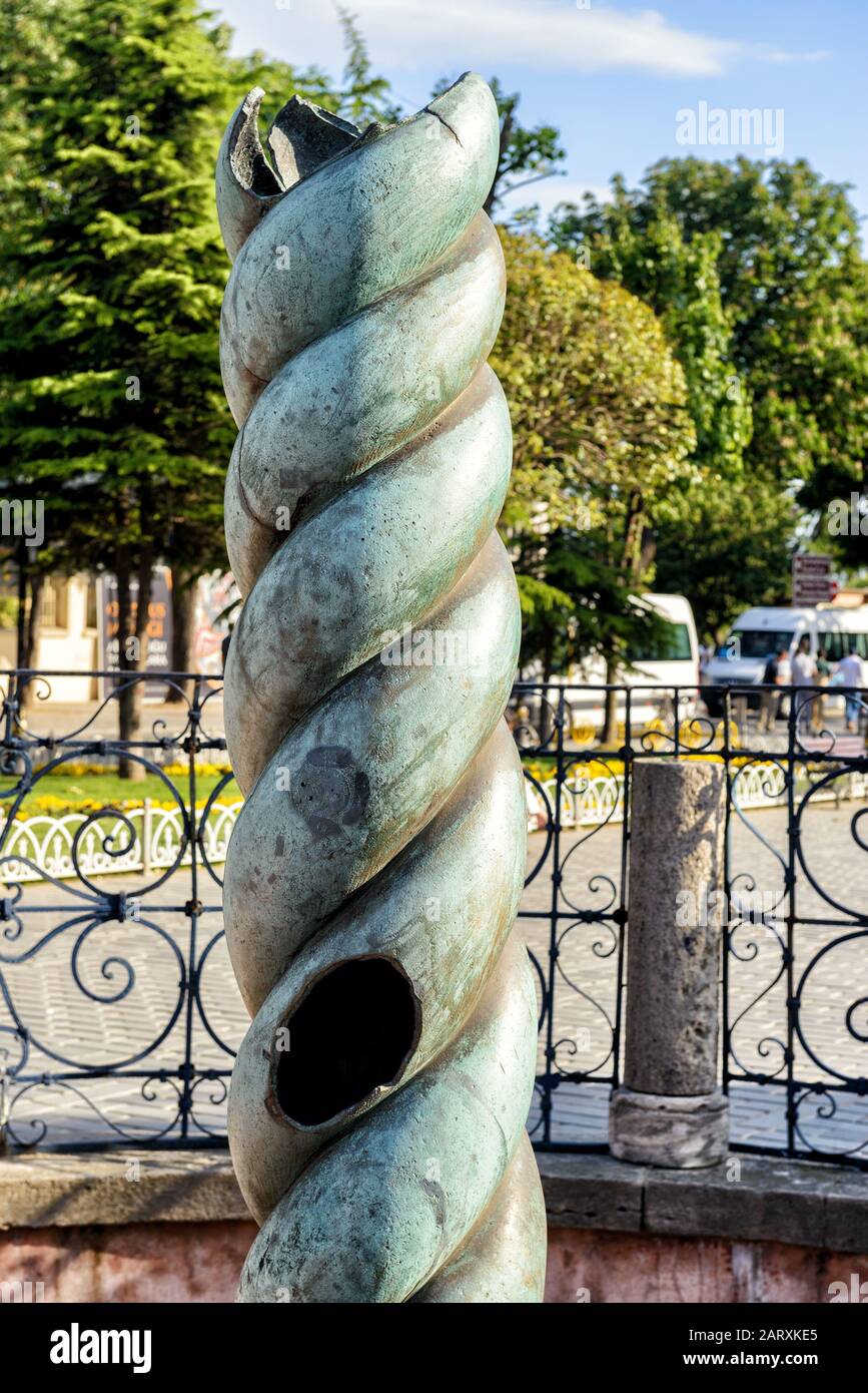 The ancient greek Serpent Column at the Hippodrome in Istanbul, Turkey ...