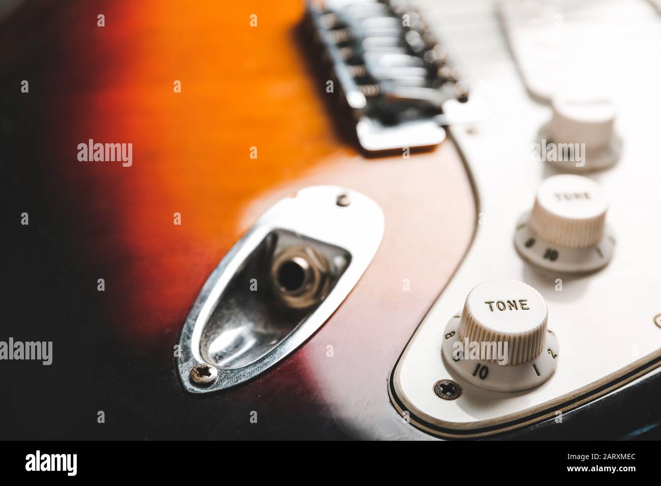 Modern bass guitar, closeup view Stock Photo - Alamy