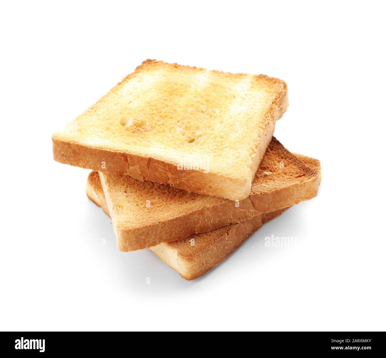 Slices of toasted bread isolated on white Stock Photo - Alamy
