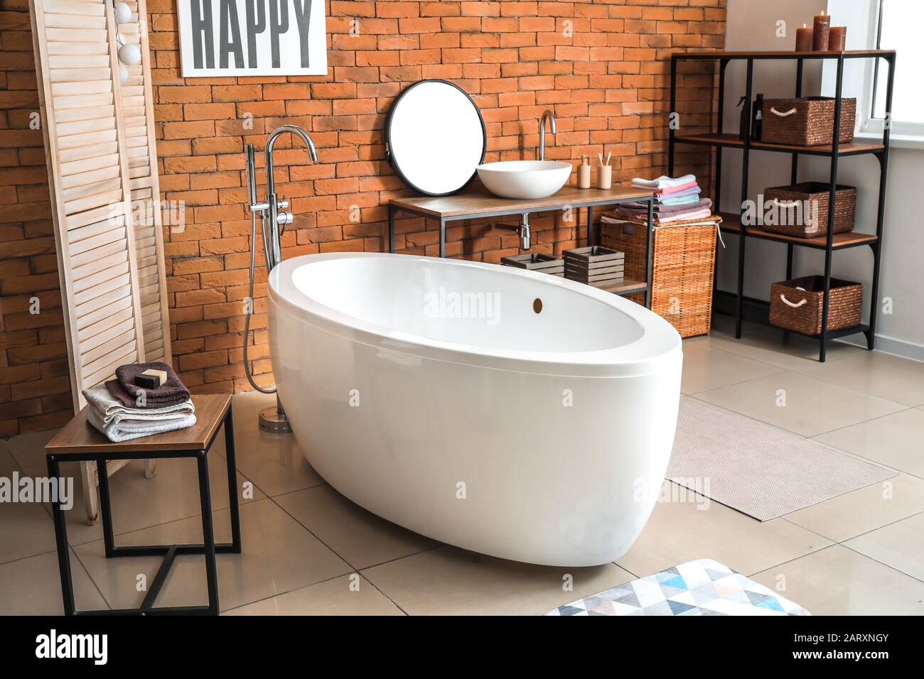 Interior of modern comfortable bathroom Stock Photo - Alamy