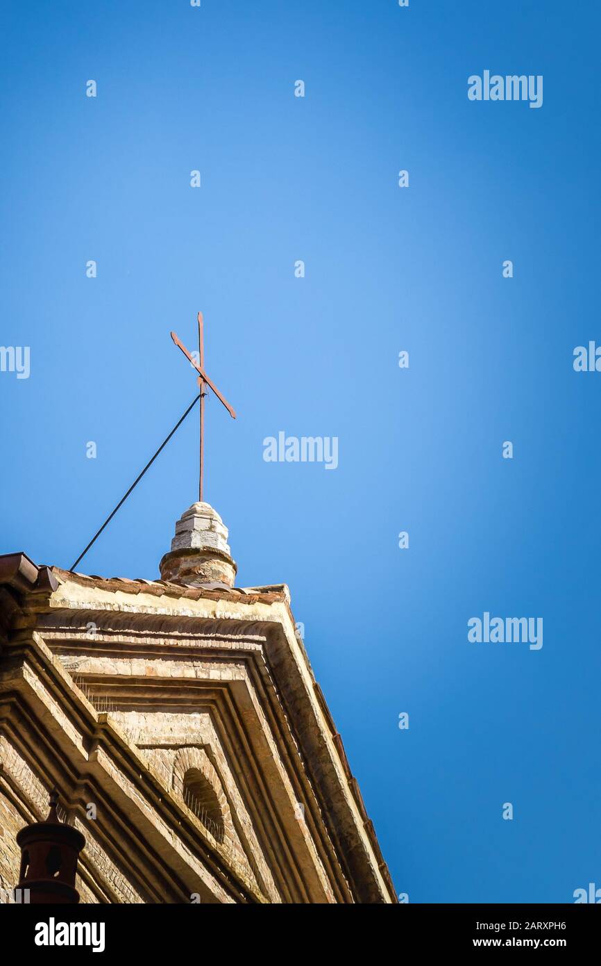 Catholic Cross on ancient church Stock Photo - Alamy
