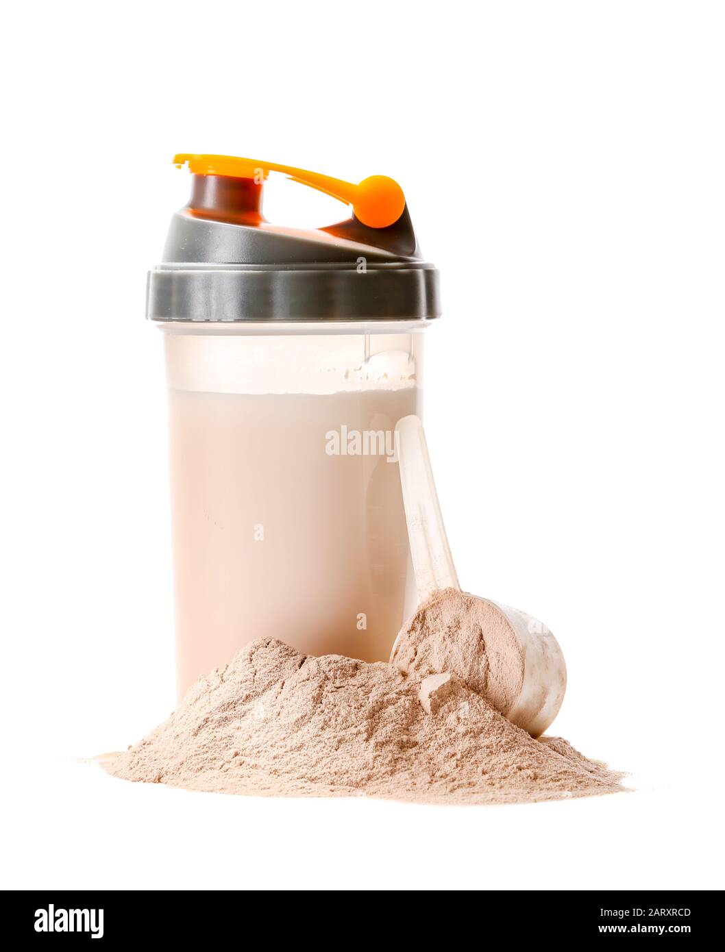 Bottle of protein shake on white background Stock Photo - Alamy