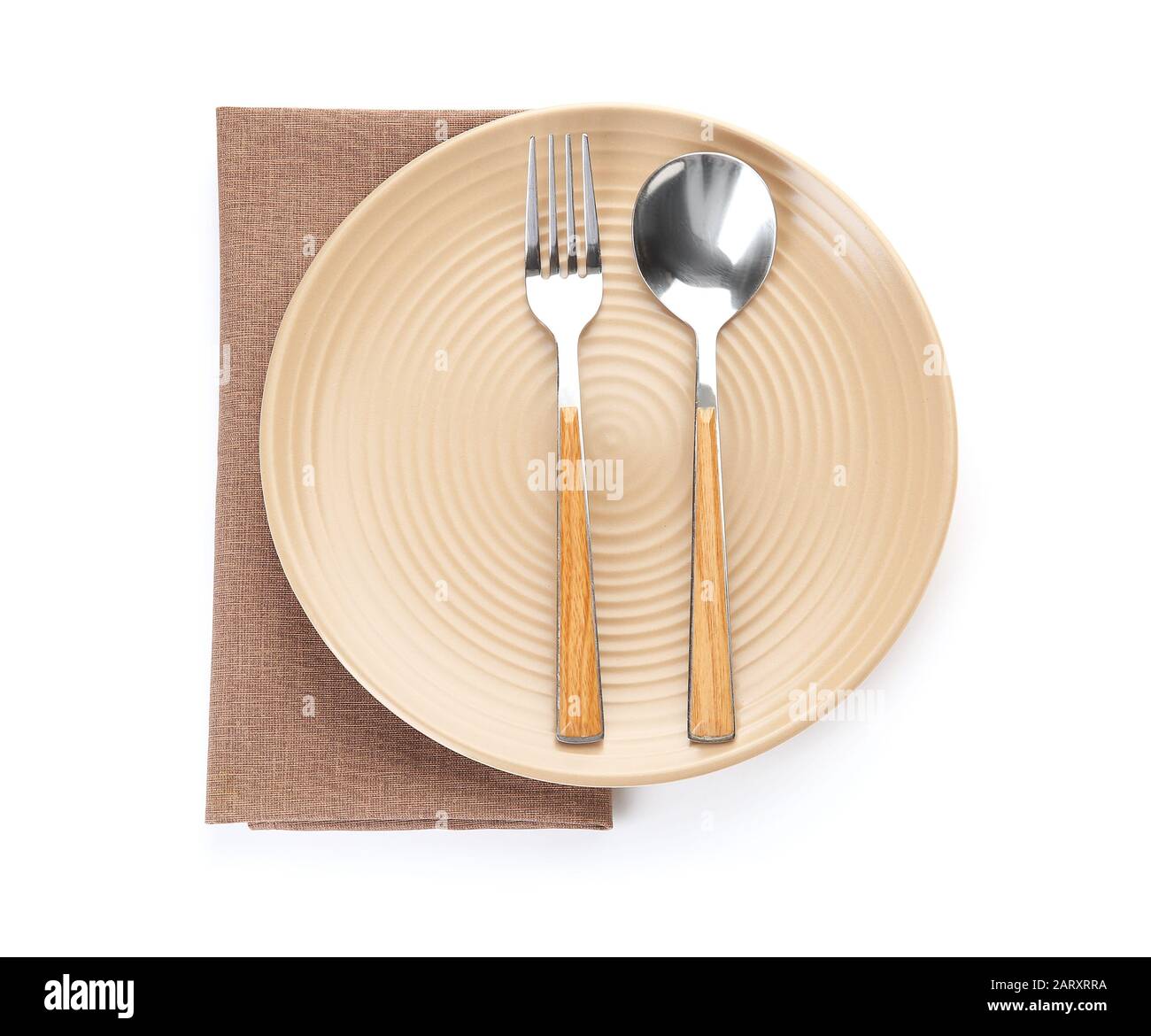 Beautiful table setting on white background Stock Photo - Alamy