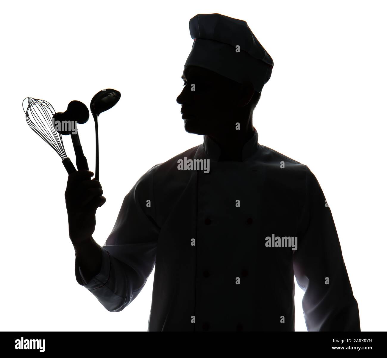 Silhouette of male chef on white background Stock Photo - Alamy