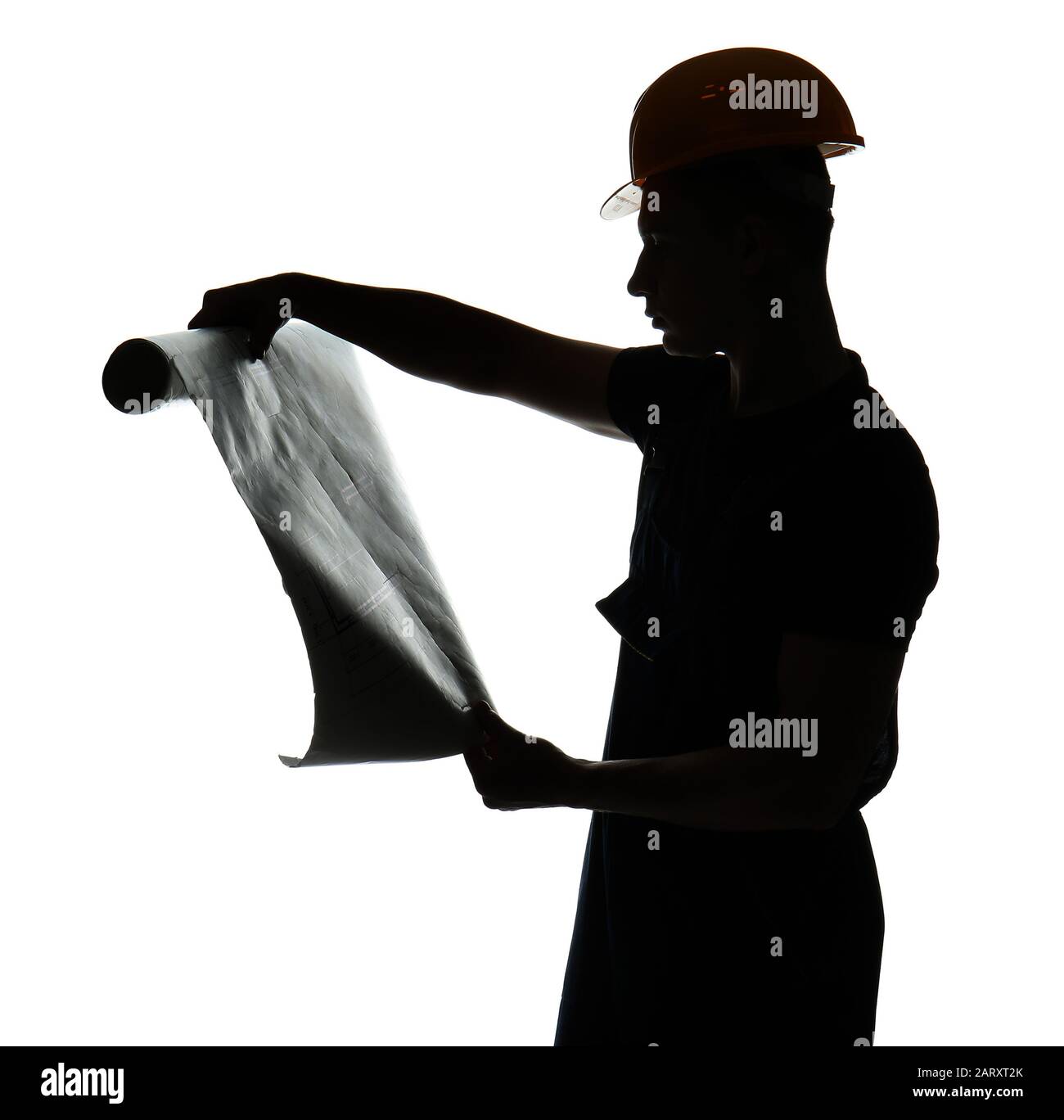 Silhouette of male architect on white background Stock Photo - Alamy