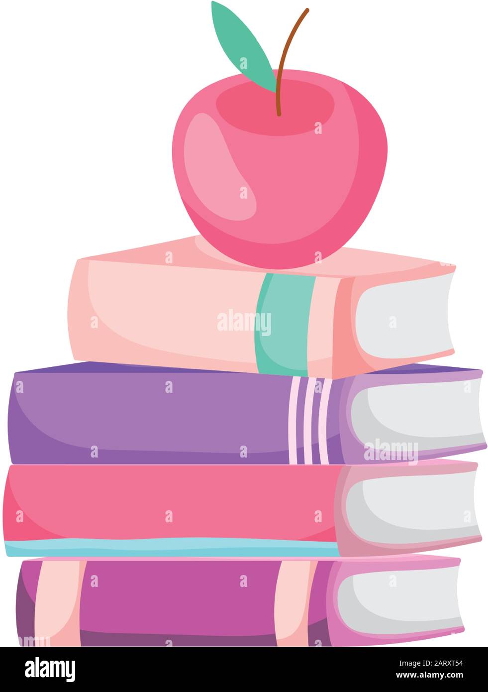 back to school education apple on stacked books vector illustration ...