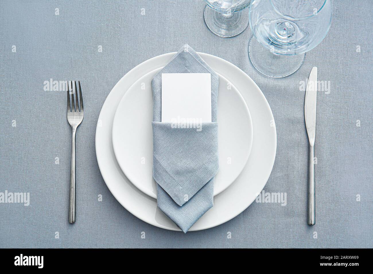 Simple table setting, top view Stock Photo - Alamy