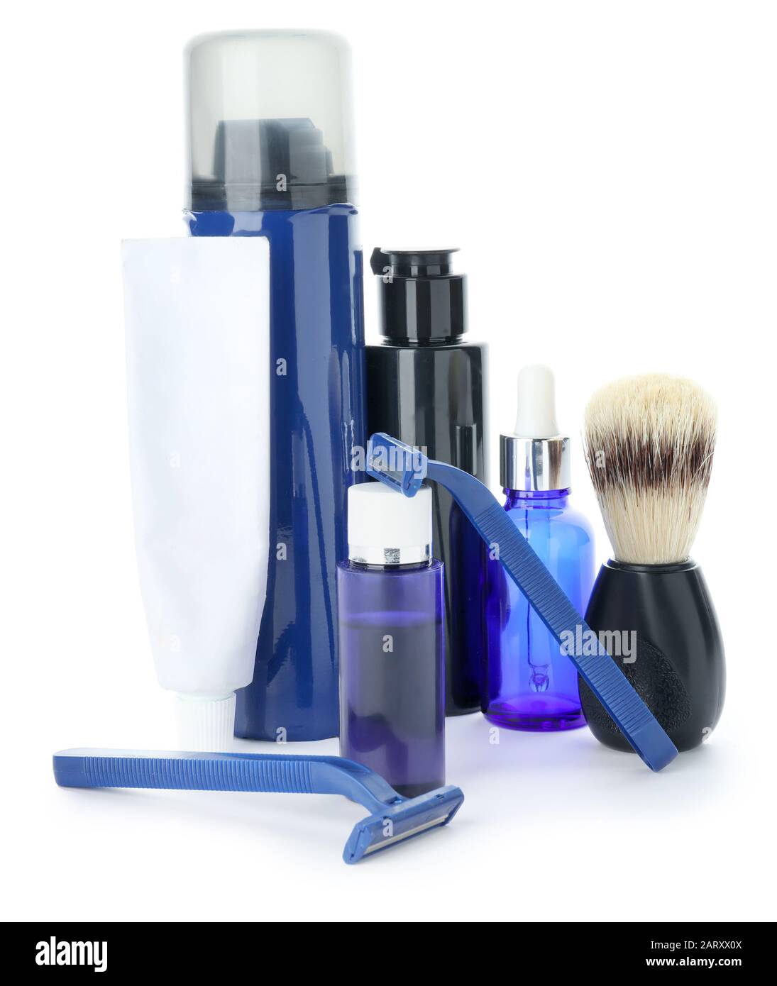 Set for male shaving on white background Stock Photo - Alamy