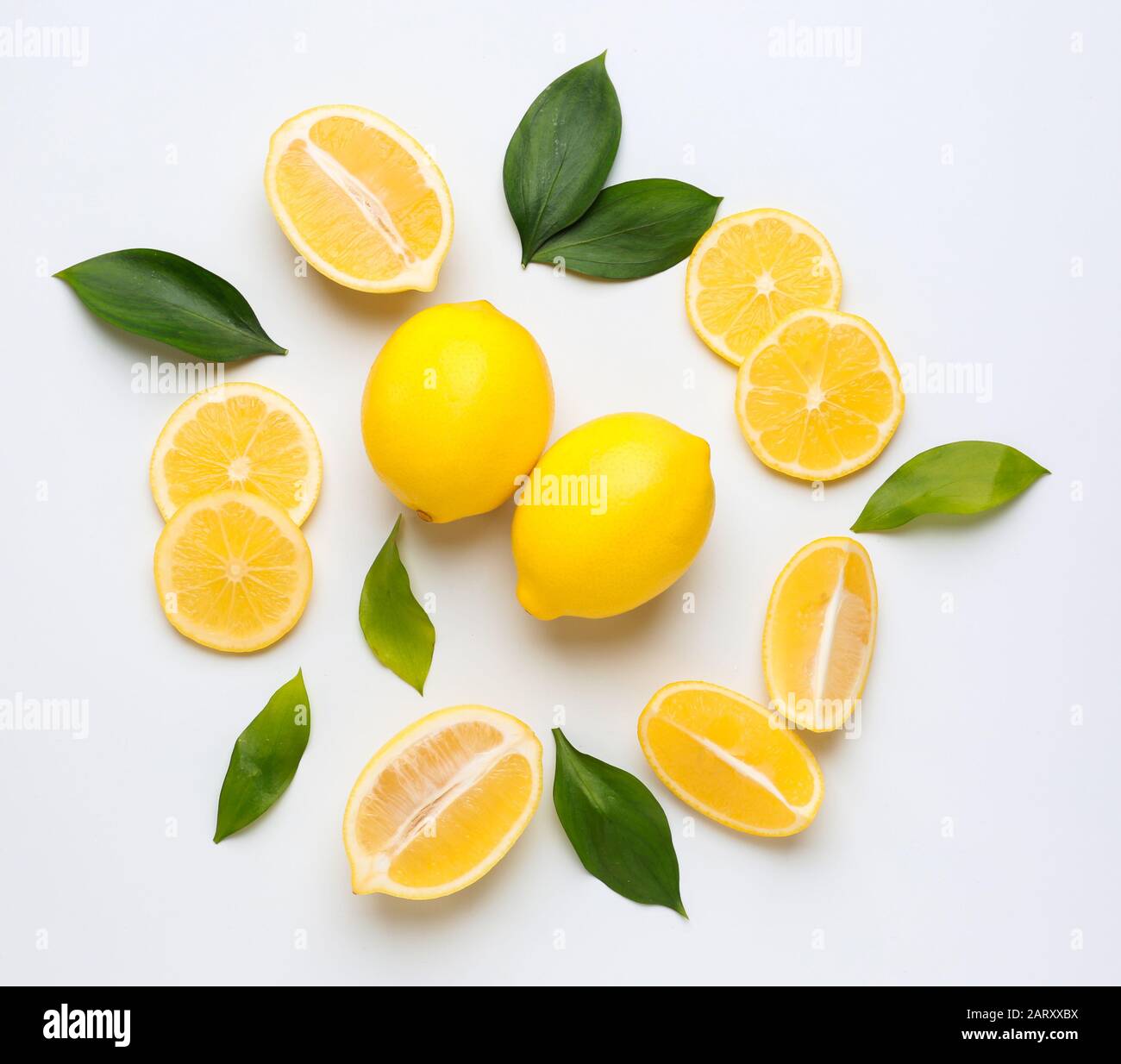 Ripe lemons on white background Stock Photo - Alamy