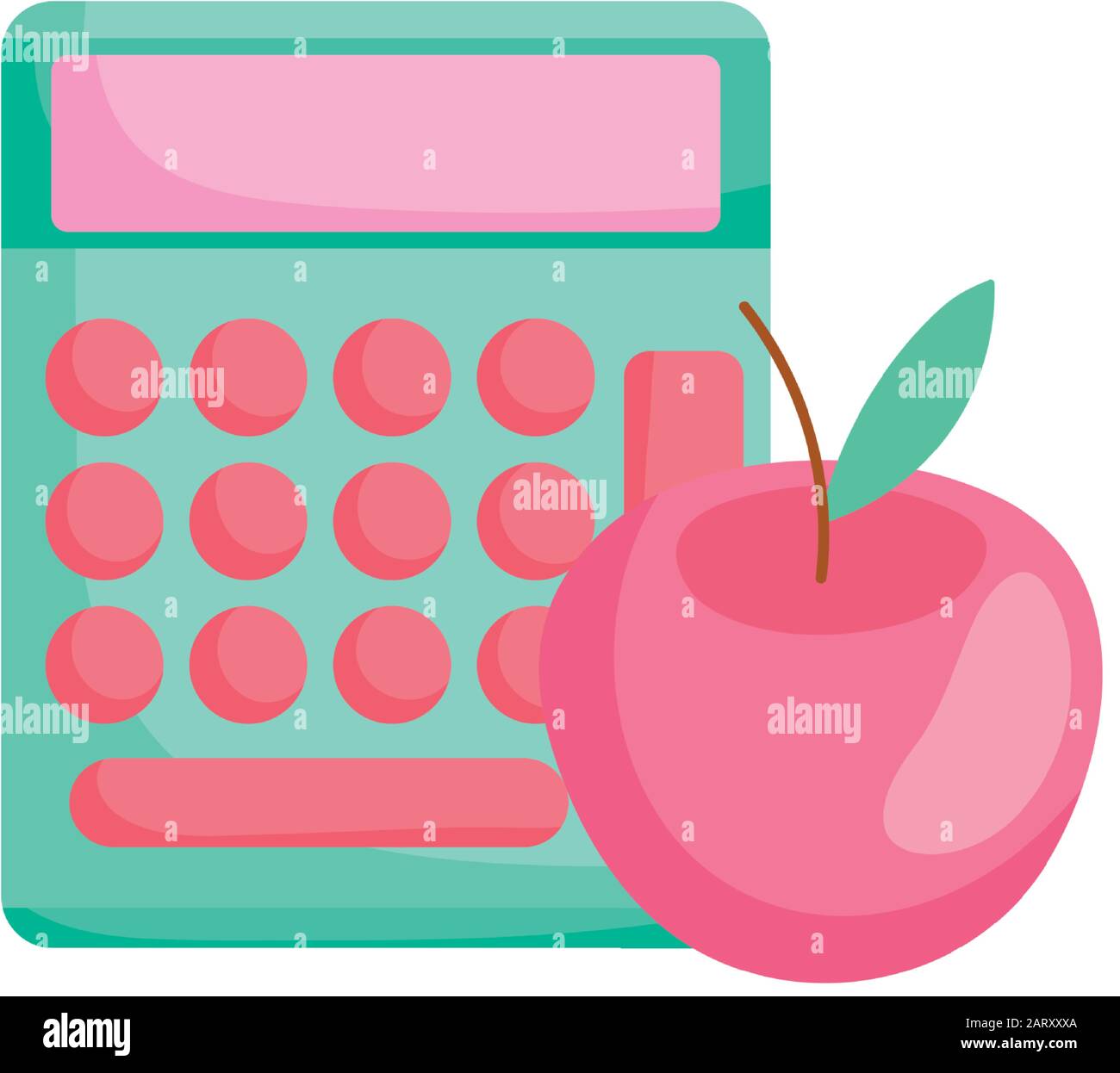 back to school education apple and calculator vector illustration Stock ...