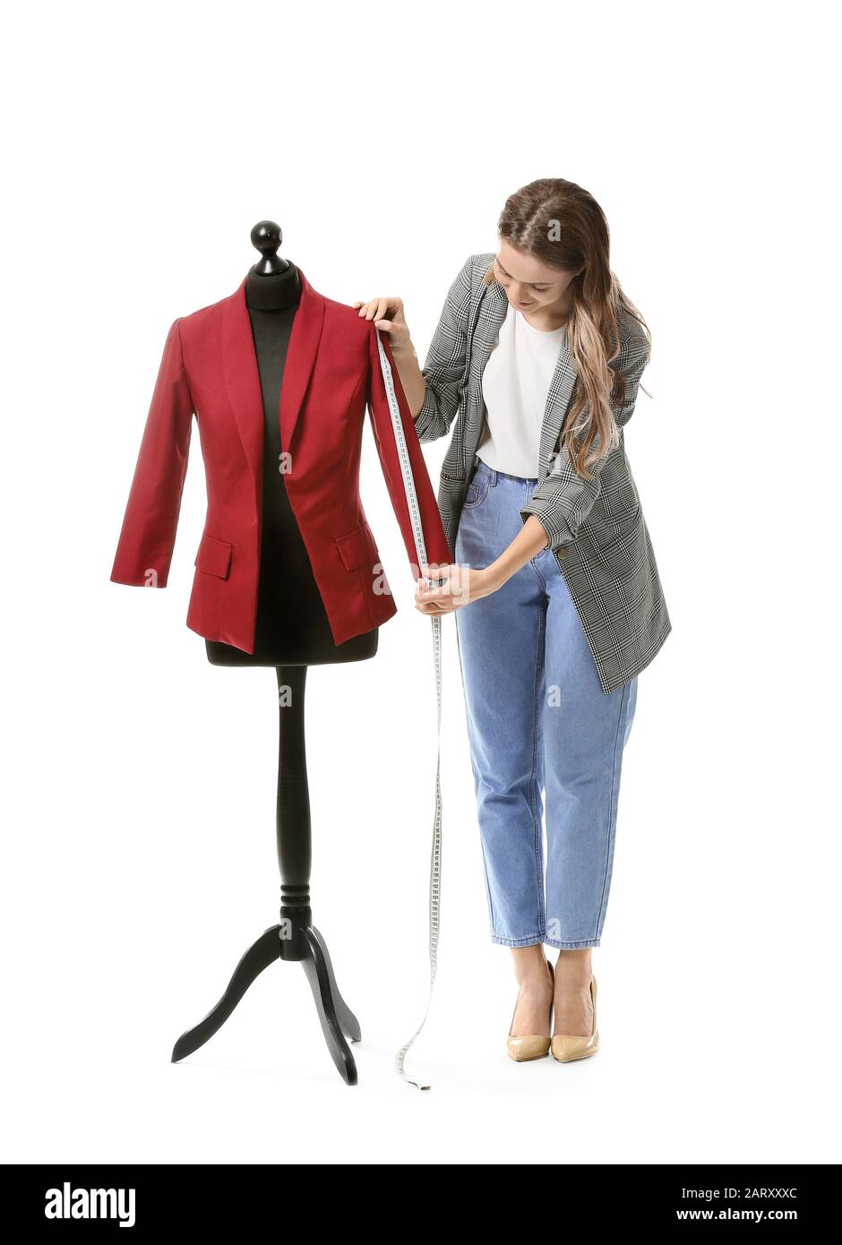 Beautiful female designer on white background Stock Photo - Alamy