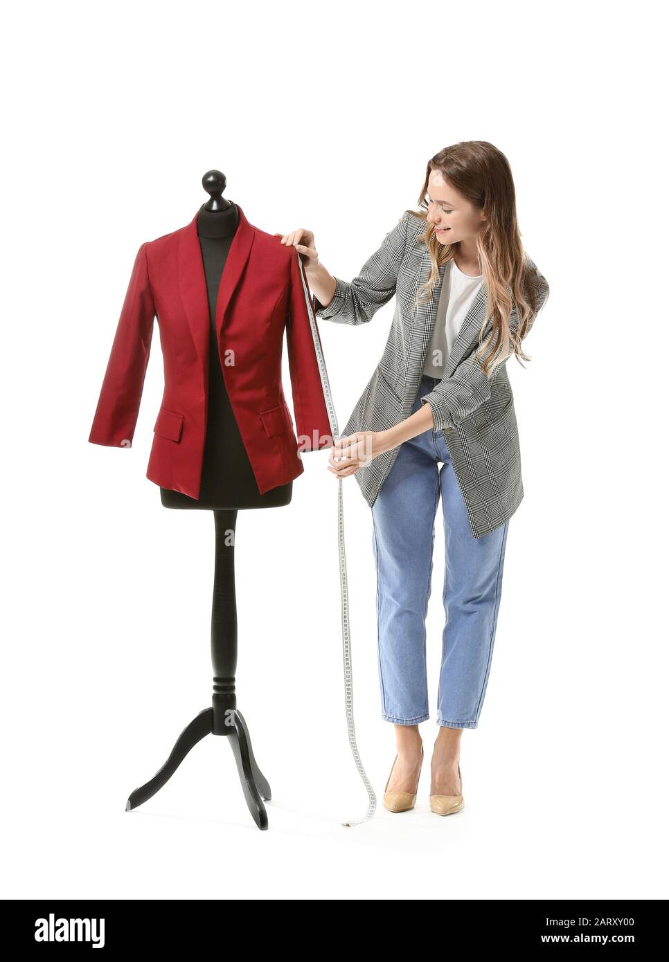 Beautiful female designer on white background Stock Photo - Alamy