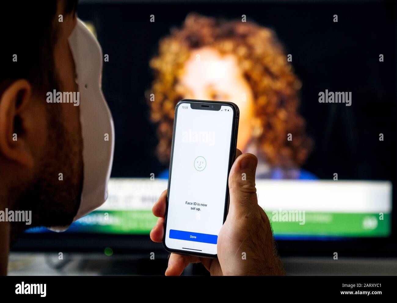 Face id iphone mask hi-res stock photography and images - Alamy