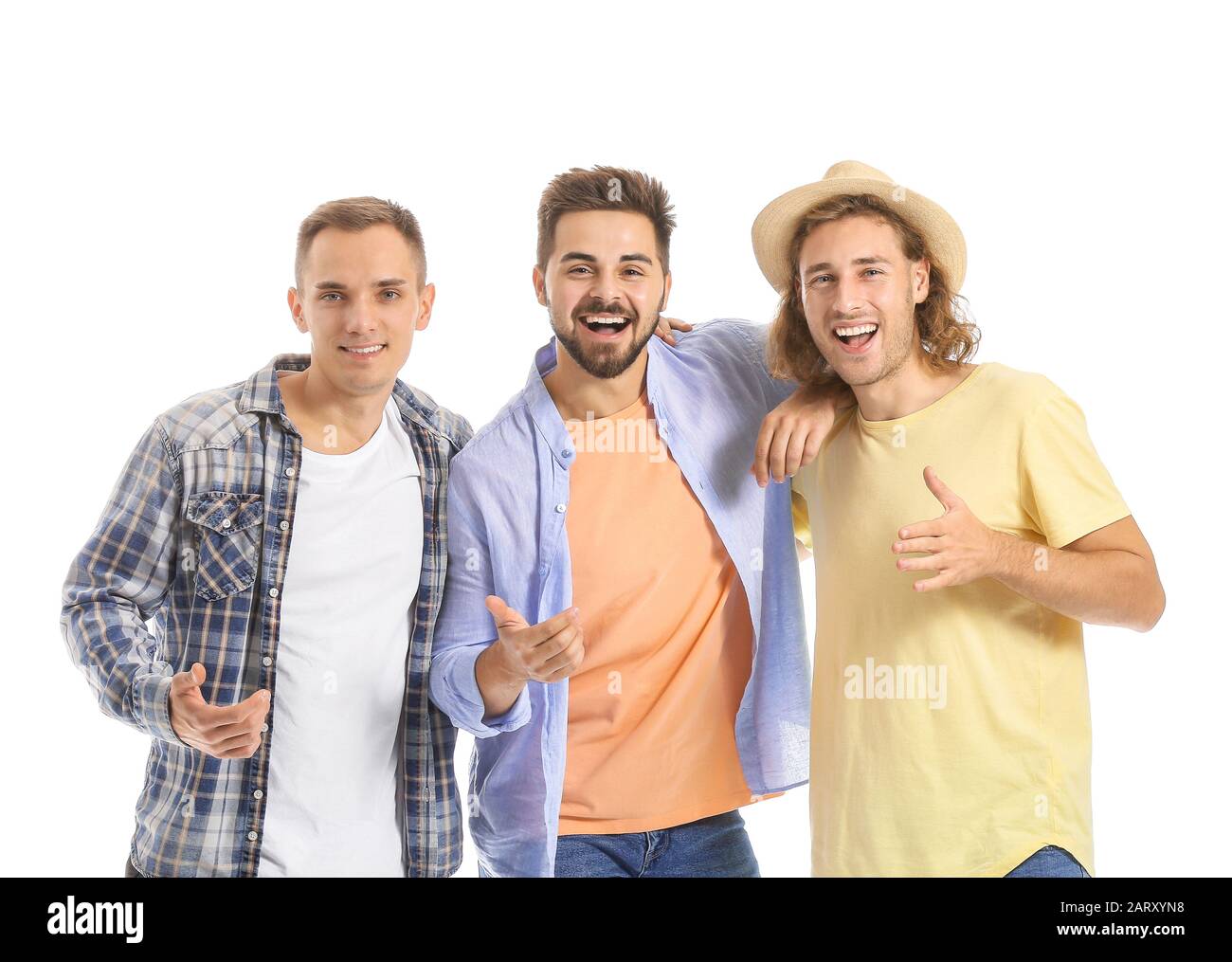 Group of friends on white background Stock Photo - Alamy
