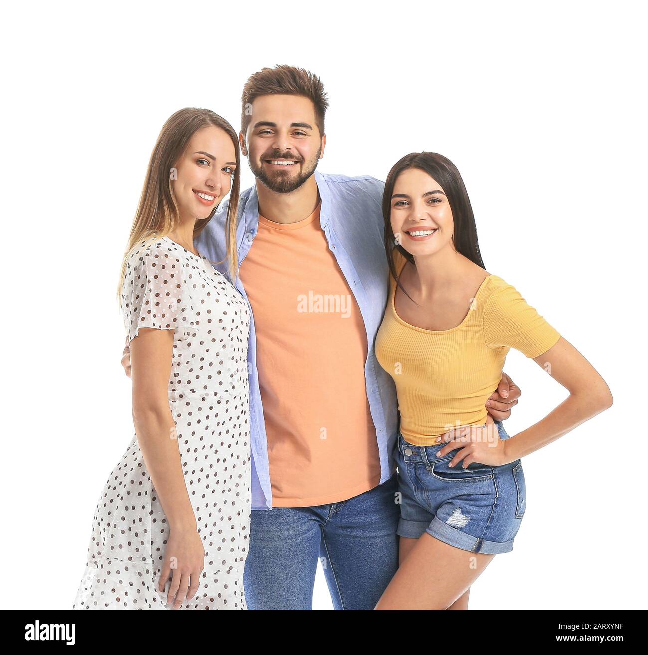Group of friends on white background Stock Photo - Alamy